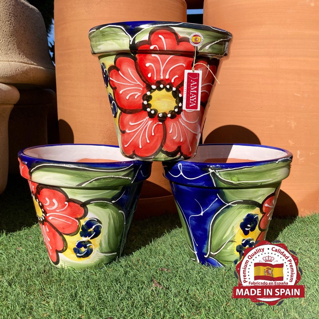Set X 3 Spanish Ceramic Floor Pots Andalucia Model - Etsy