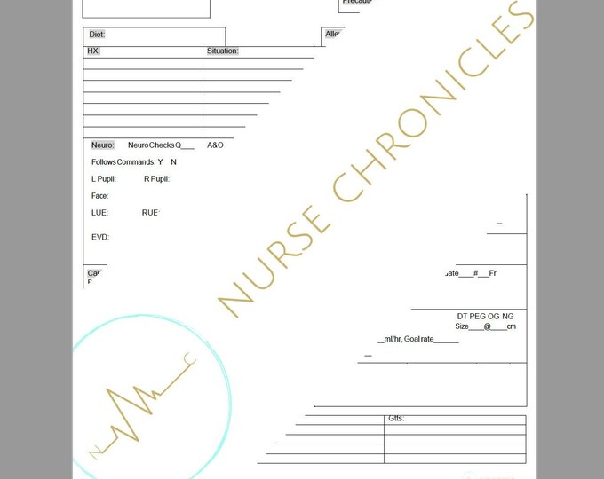 Neuro ICU Report Sheet | Etsy