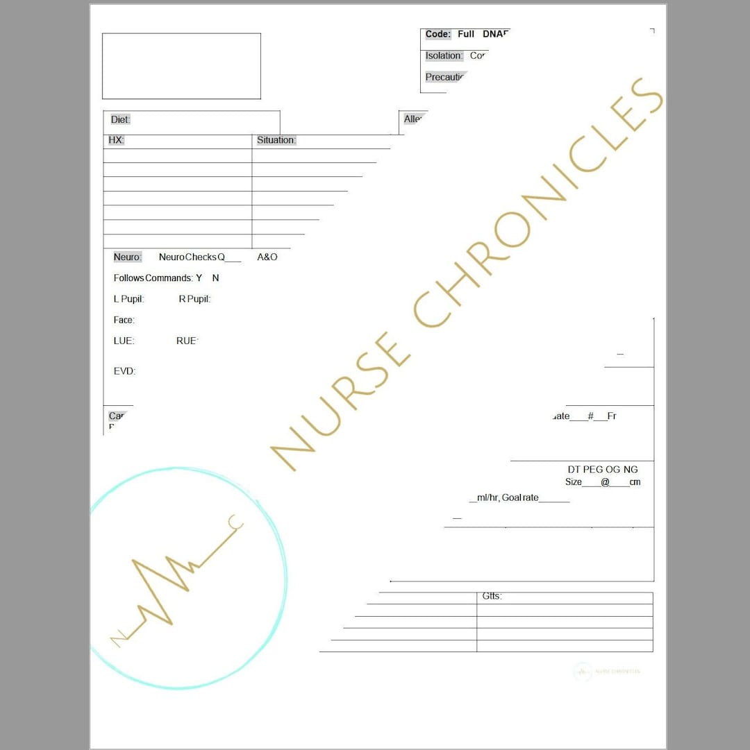 Neuro ICU Report Sheet - Etsy