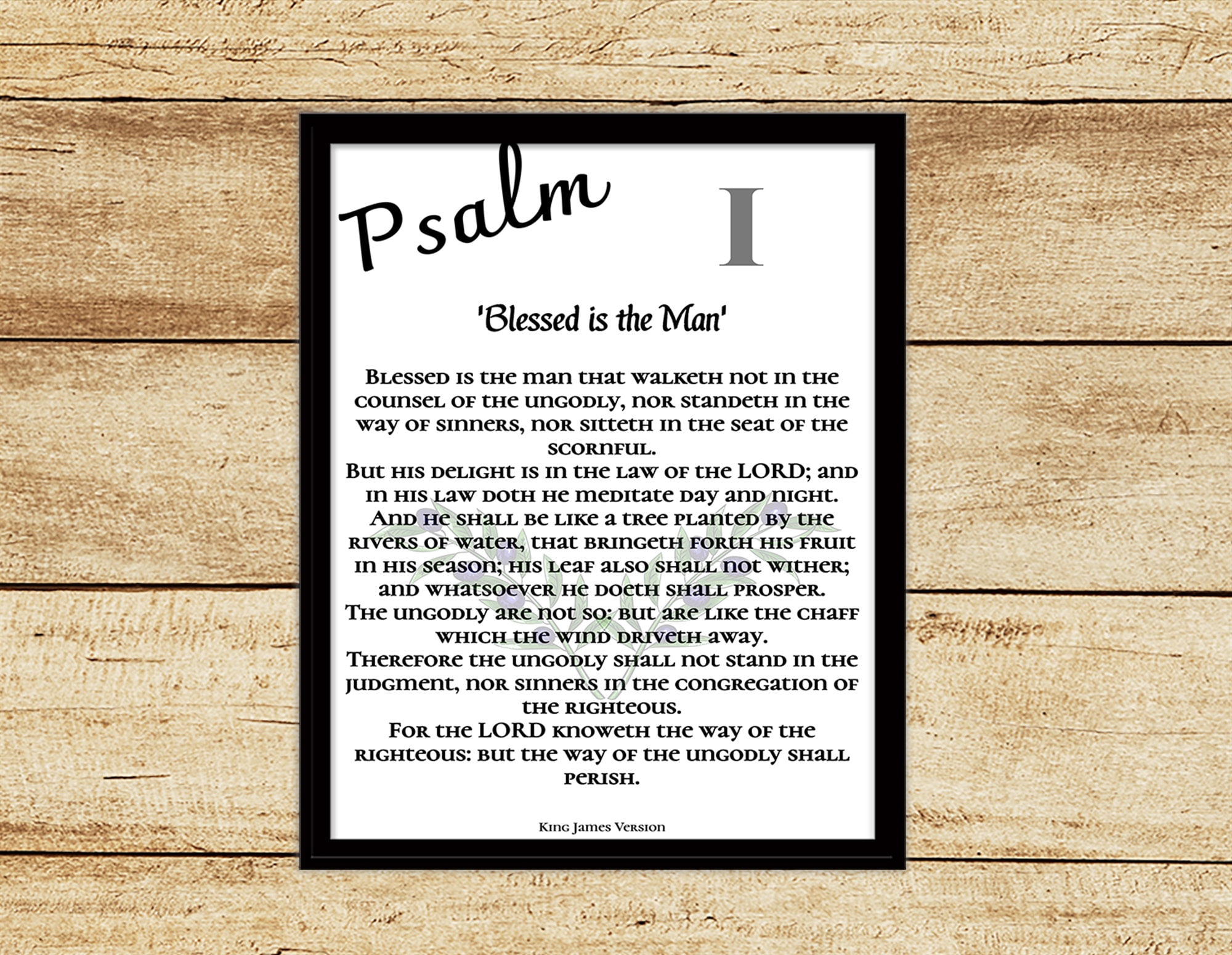 Psalm1 'blessed is the Man' Digital Print. English, King James, English ...