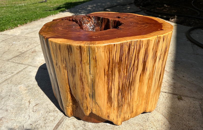 Cedar Log Stump Table Base | Large Hollow Tree Trunk Round - Etsy