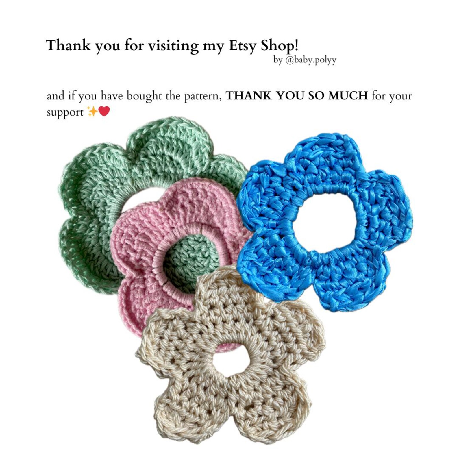 EN Pattern - Flower Scrunchie Crochet Pattern - Etsy