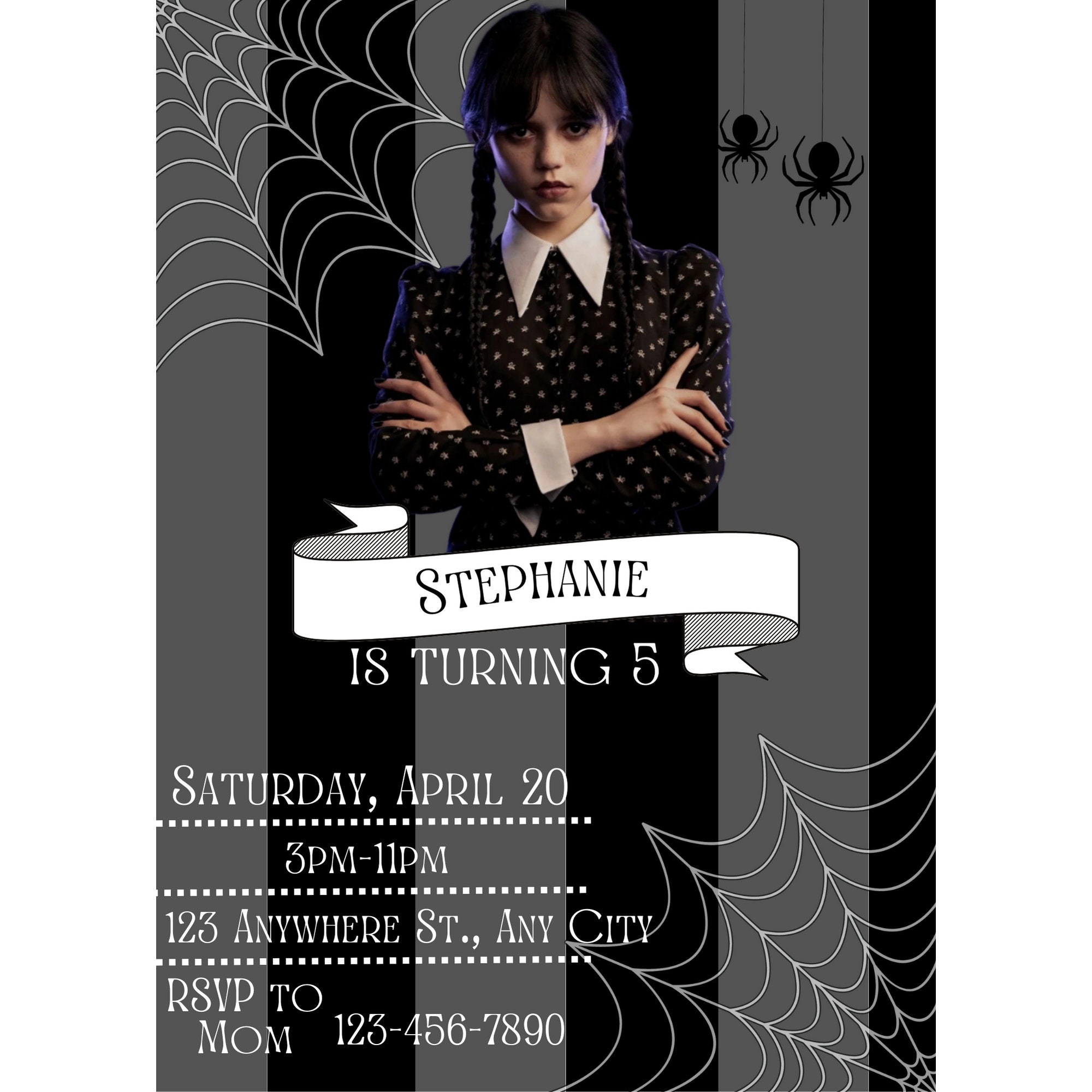 Wednesday Invitation Wednesday Addams Birthday Invitation Wednesday ...