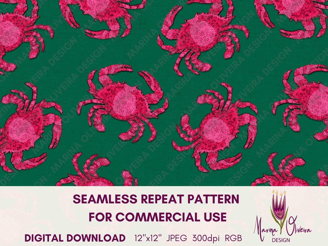 Crustaceancore Seamless Pattern for Fabric Sequin Crabs - Etsy