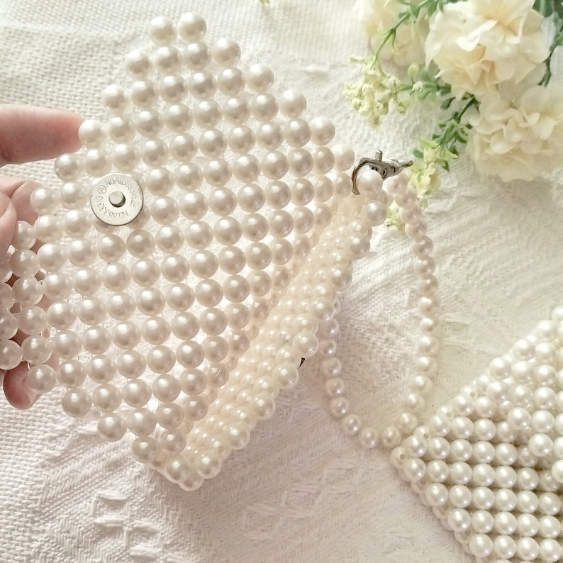 Pearl Purse Beaded Wallet Card Holder Mini Small for Women - Etsy