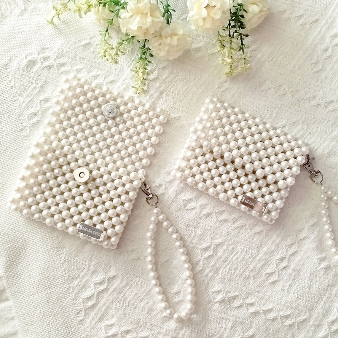 Pearl Purse Beaded Wallet Card Holder Mini Small for Women - Etsy