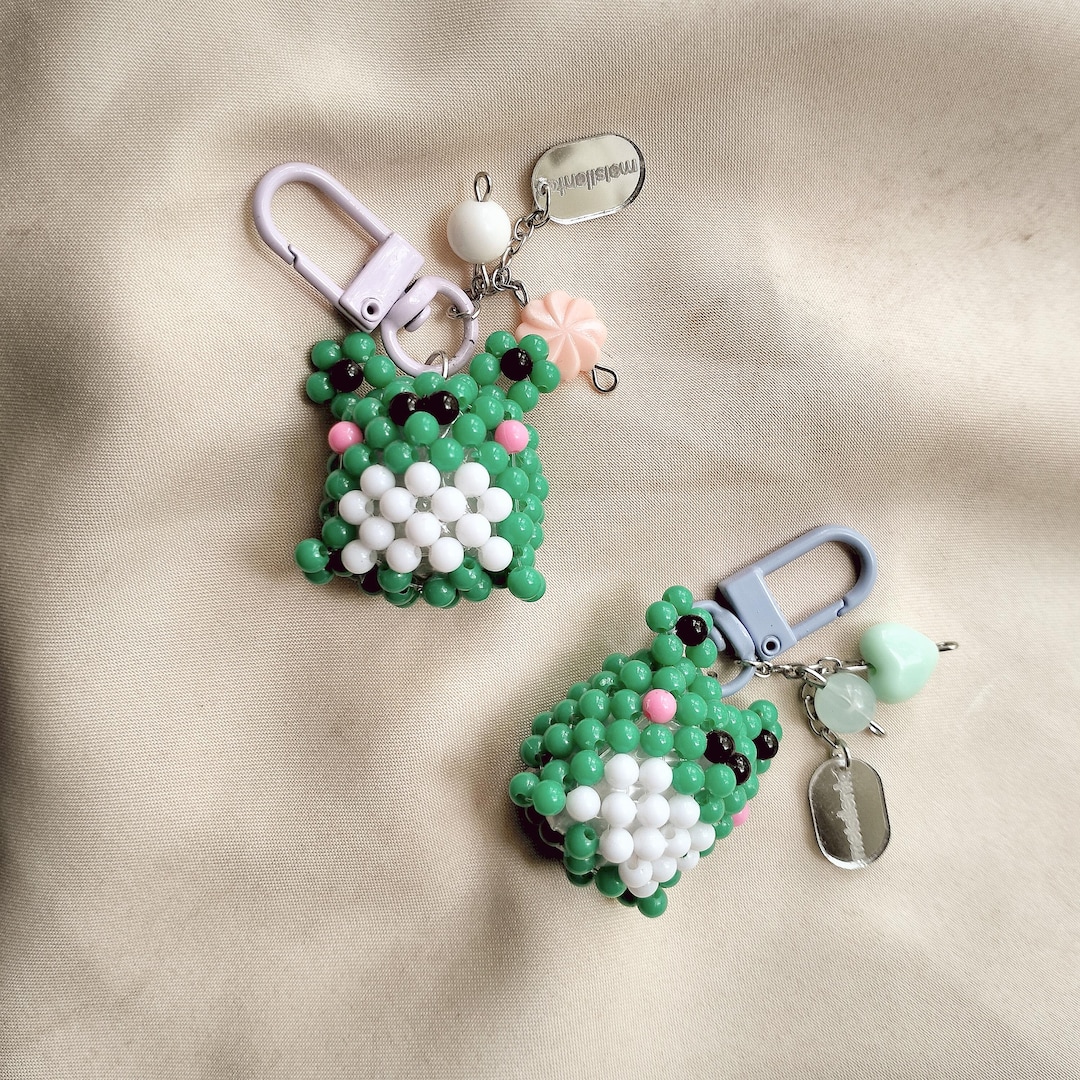 Baby Frog Beaded Amigurumi Keychain, Cute Frog Charm, Gift for ...