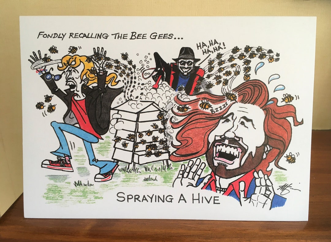 Bee Gees Funny Greetings Card: 'stayin' Alive' ('spraying A Hive ...