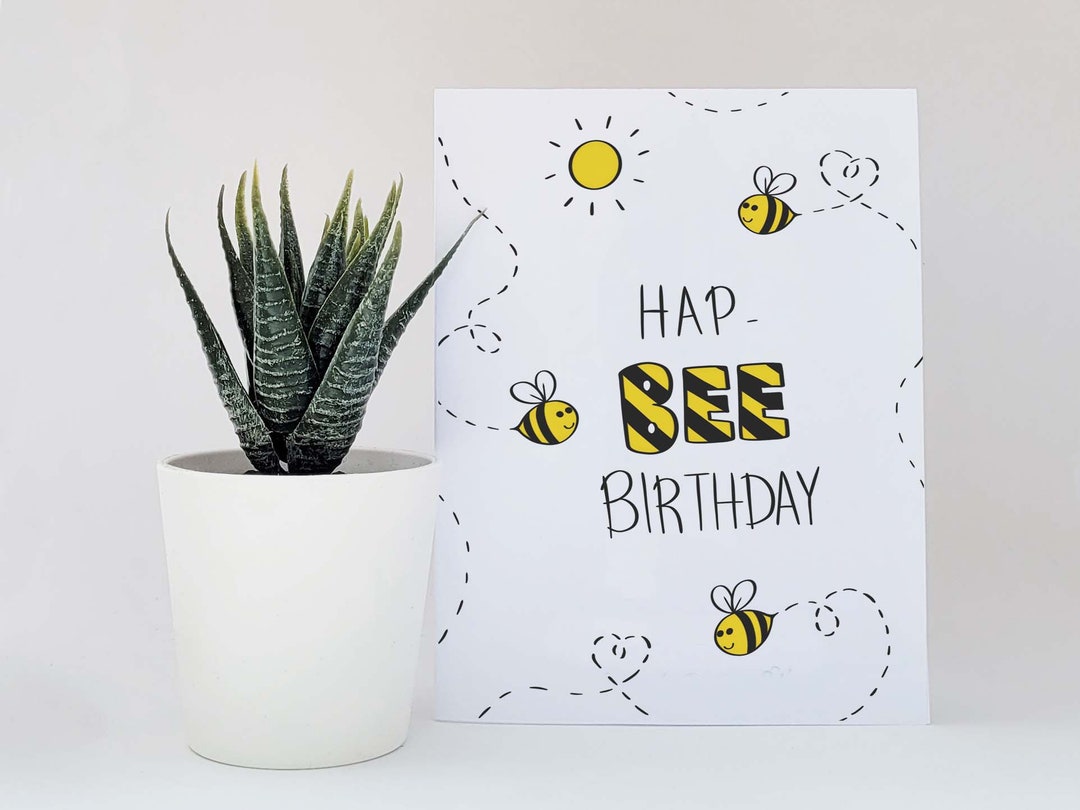 Hap-bee Birthday Printable Card - Etsy