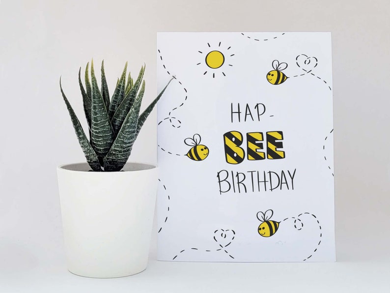 Hap-bee Birthday Printable Card - Etsy