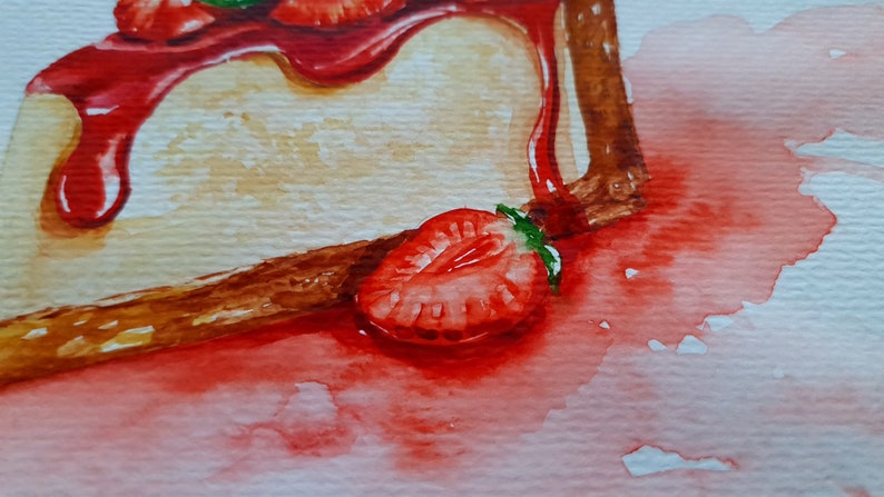 Cheesecake Painting Food Art Bakery Original Kitchen Wall Art ...