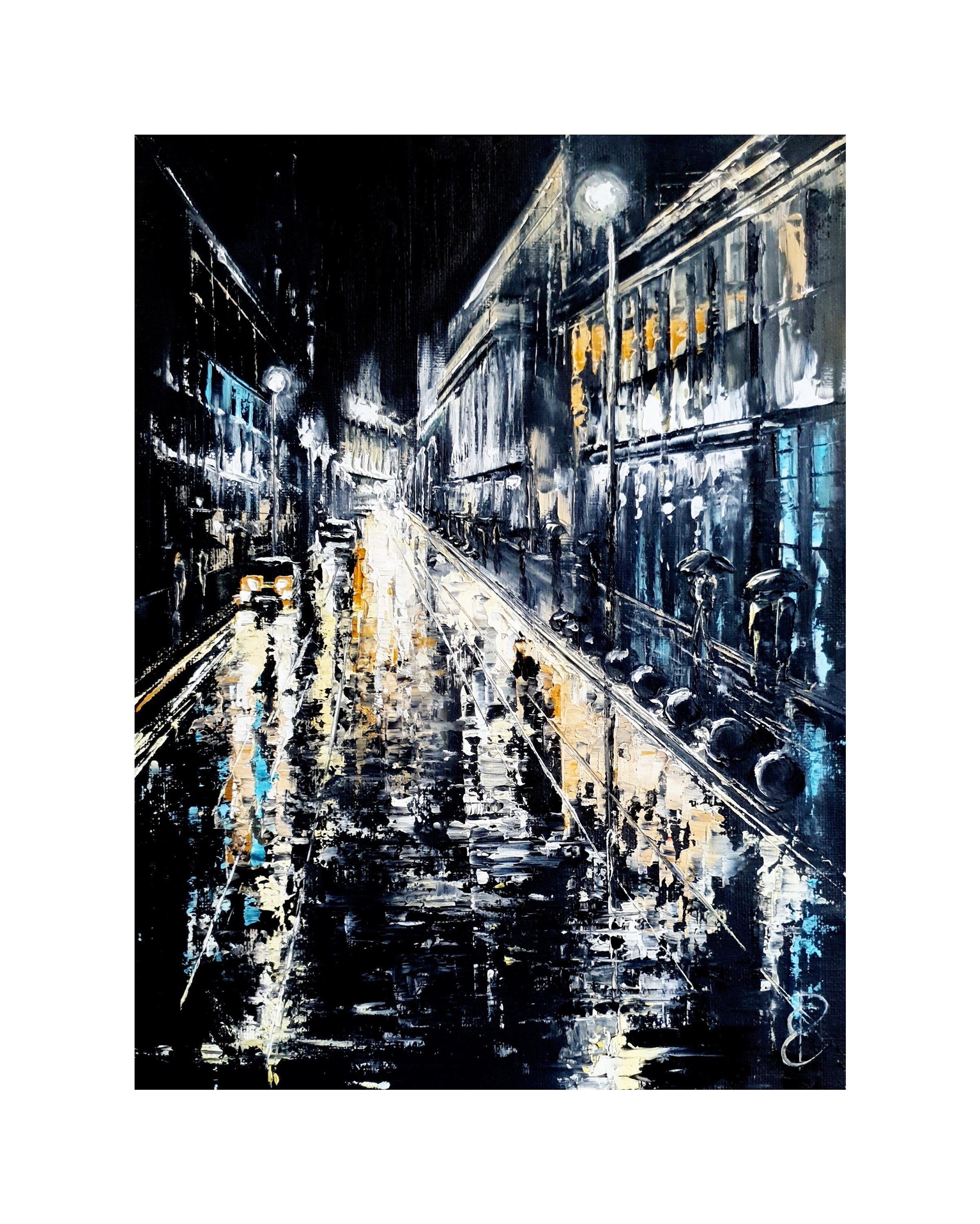 Rainy Painting Original City Rain Urban Art Umbrella Art Oil Paintings ...