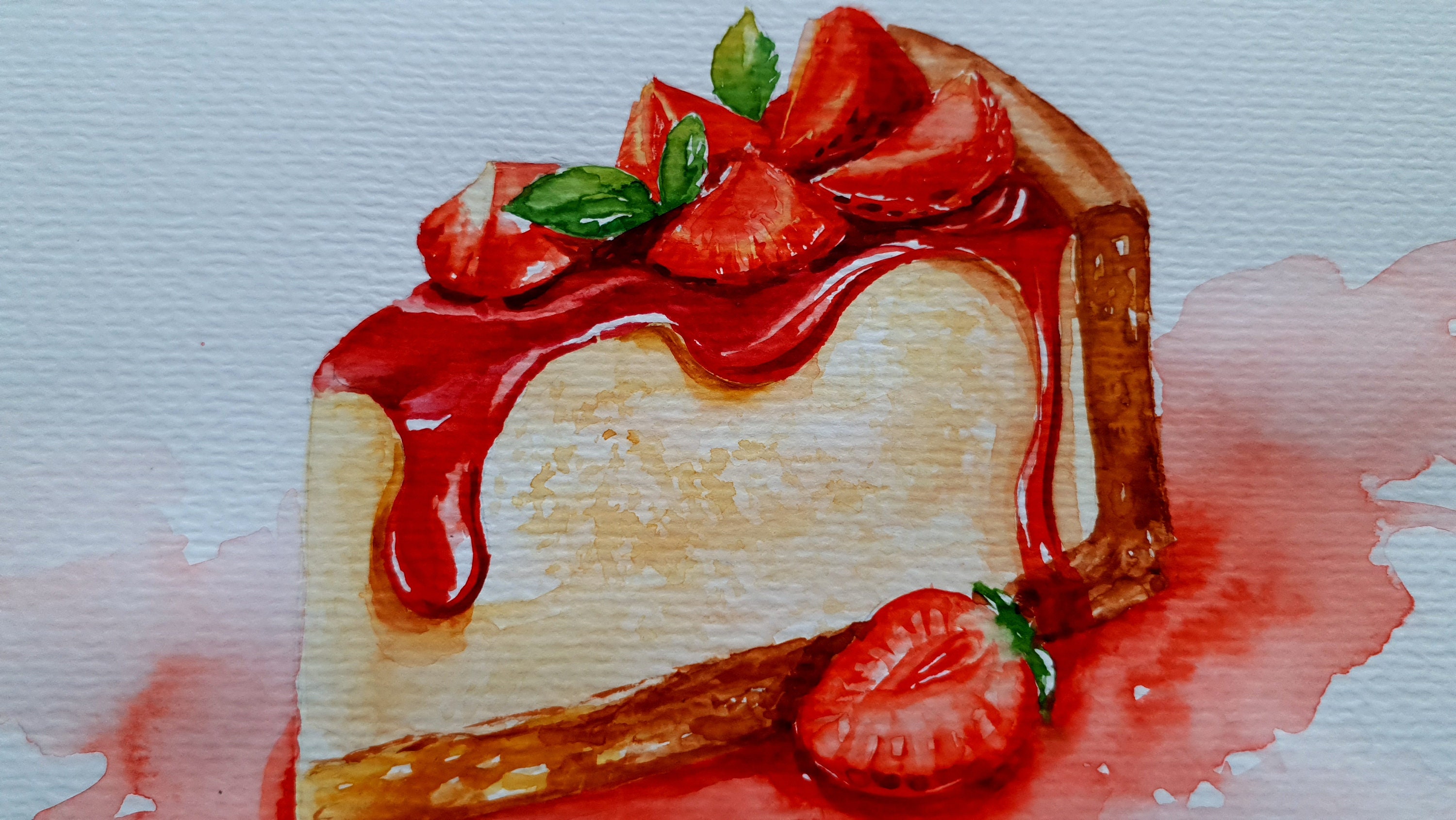 Cheesecake Painting Food Art Bakery Original Kitchen Wall Art ...