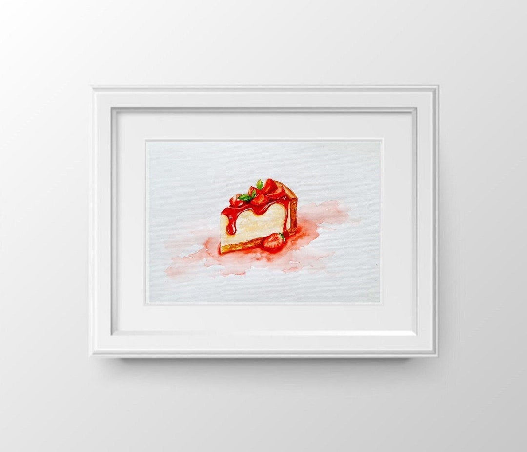 Cheesecake Painting Food Art Bakery Original Kitchen Wall Art ...