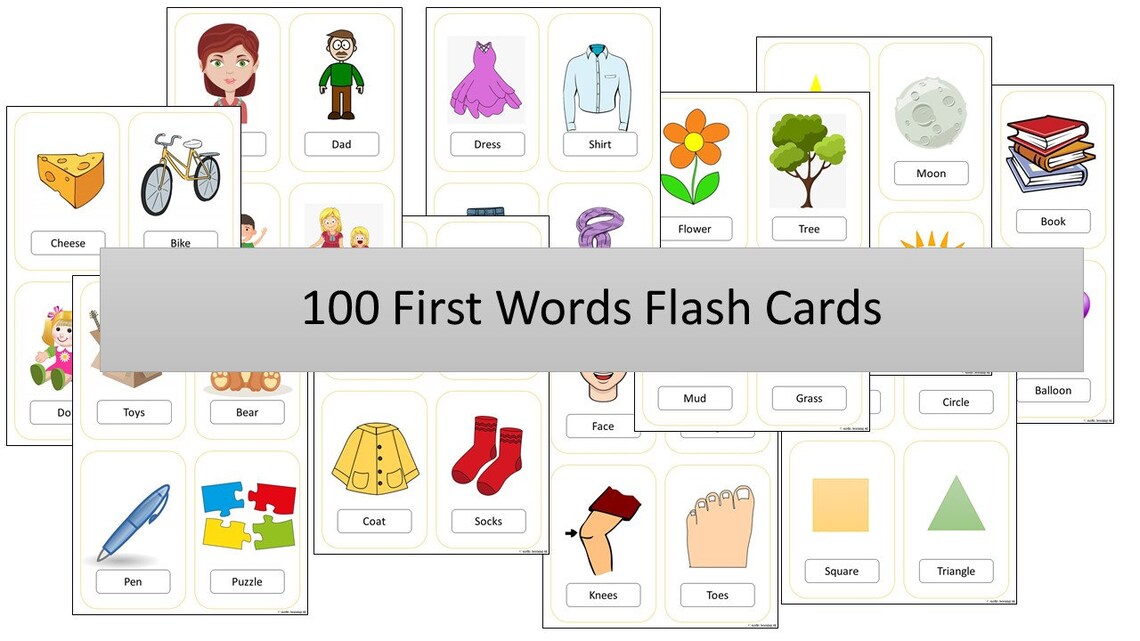 Printable Download - 100 First Words - Flashcards - Toddler Learning ...