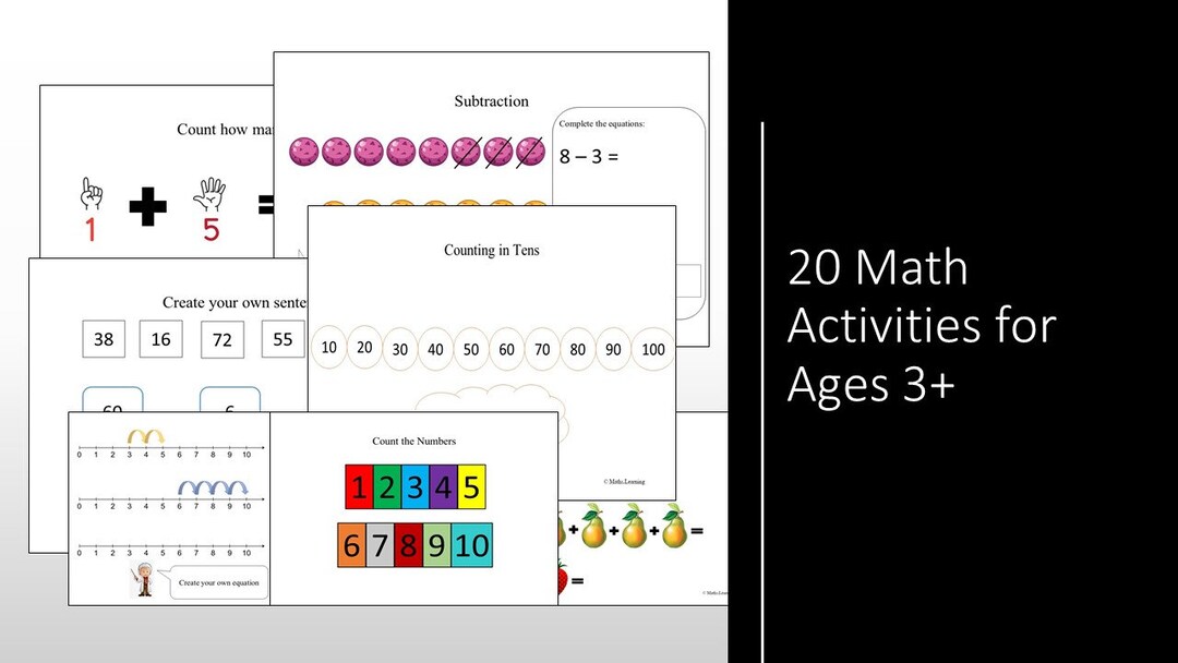 20 Printable Math Activity Addition Subtraction Place Value Time ...