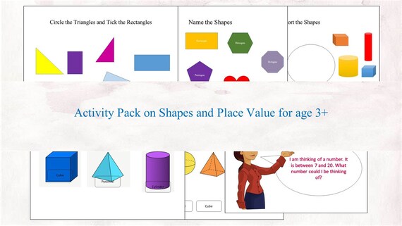 20 Printable Math Activity Worksheets on 2D 3D Shapes and - Etsy