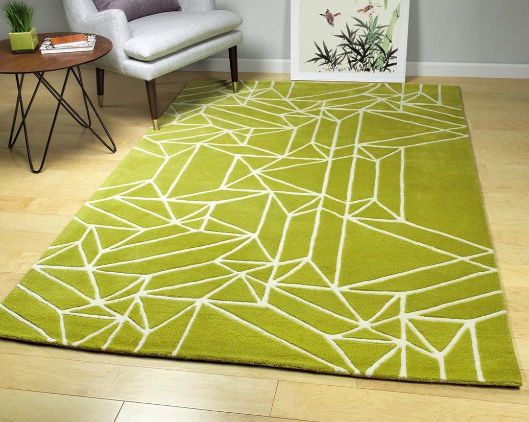 Olive Green Modern Hand Tufted Area Rug for Living Room , Bedroom ...