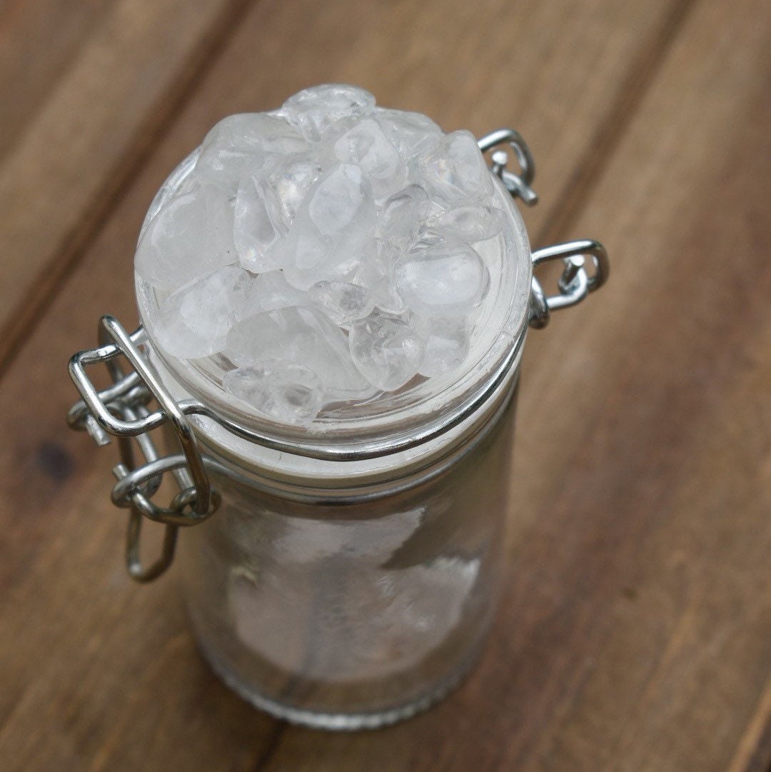 Clear Quartz Crystal Stash Jar / Air-tight Herb Container/ Mini Glass ...