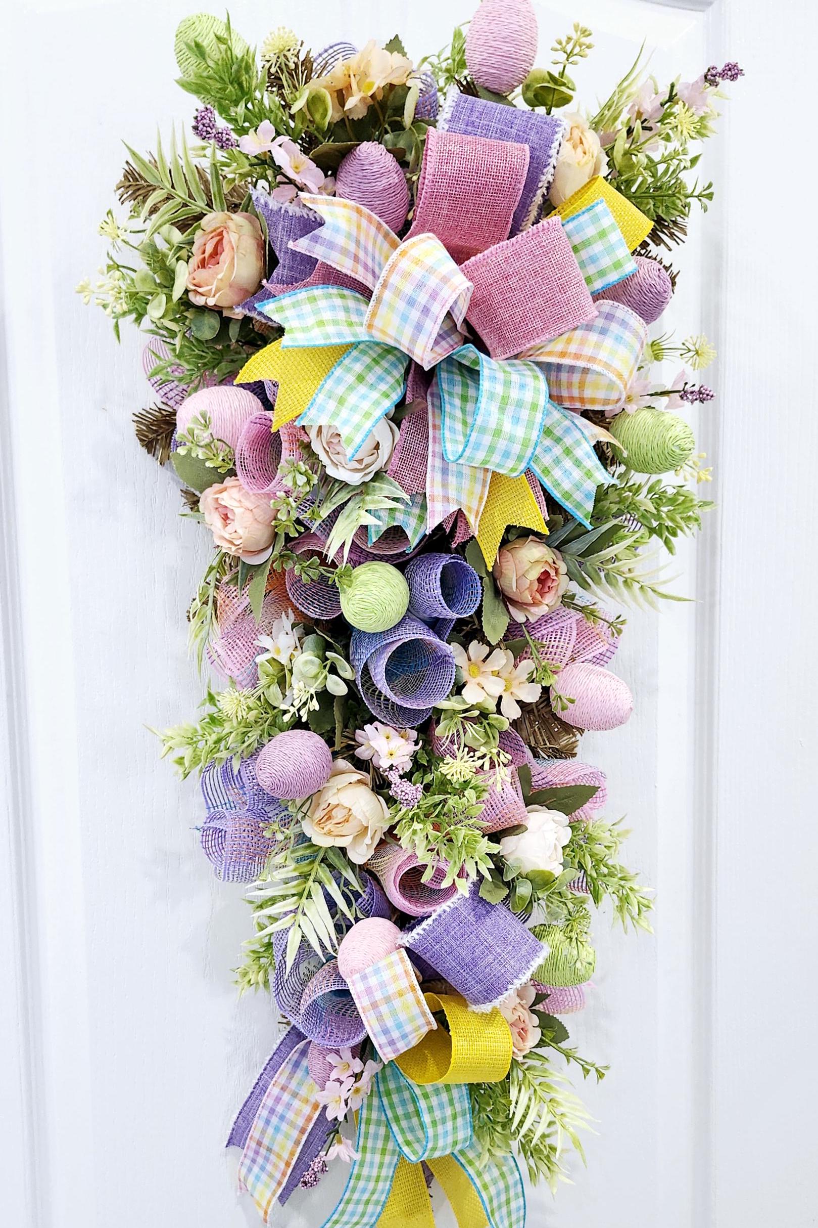 Floral Easter Swag, Tear Drop Door Wreath, Pastel Spring Decor - Etsy