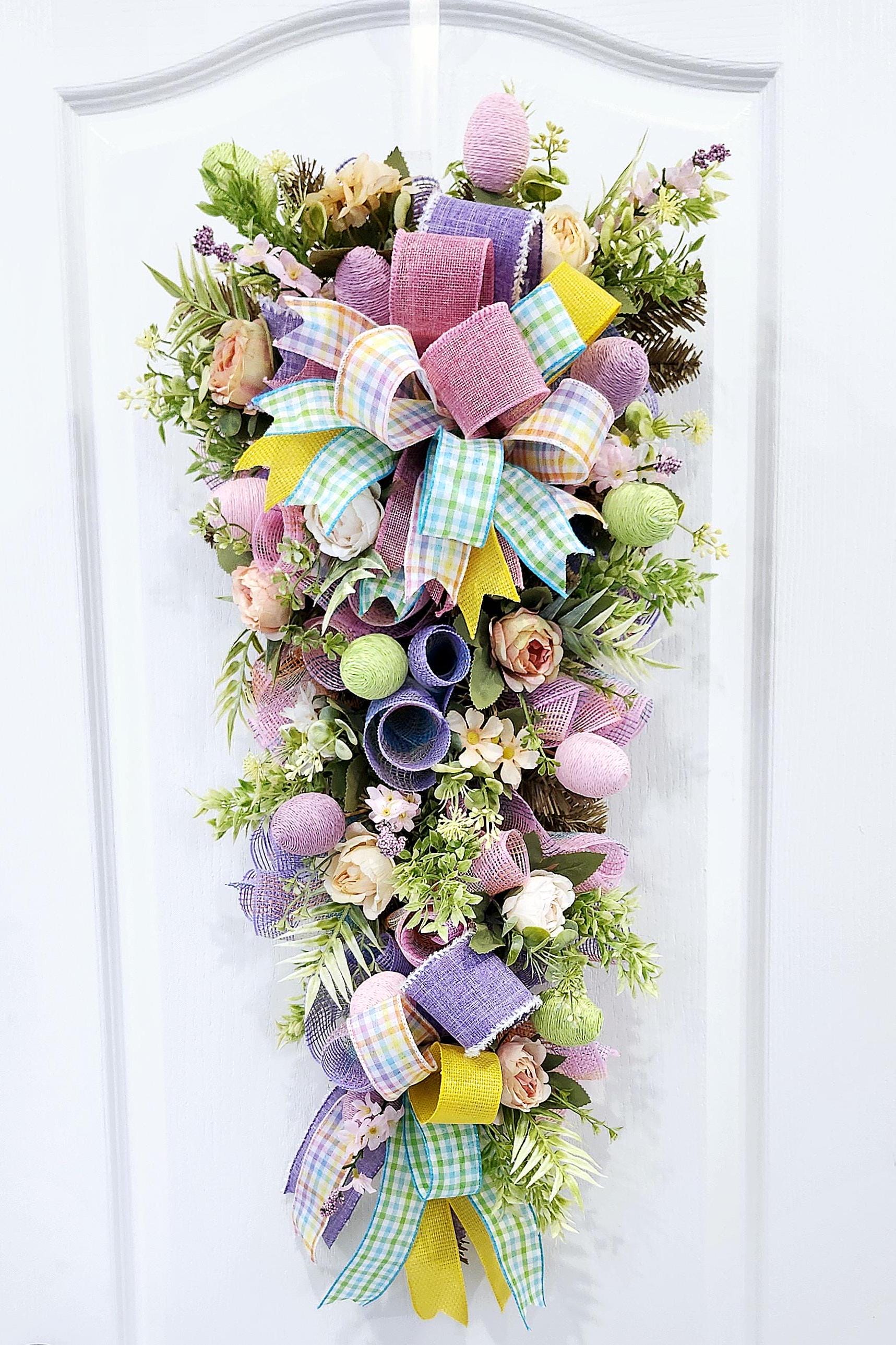Floral Easter Swag, Tear Drop Door Wreath, Pastel Spring Decor - Etsy