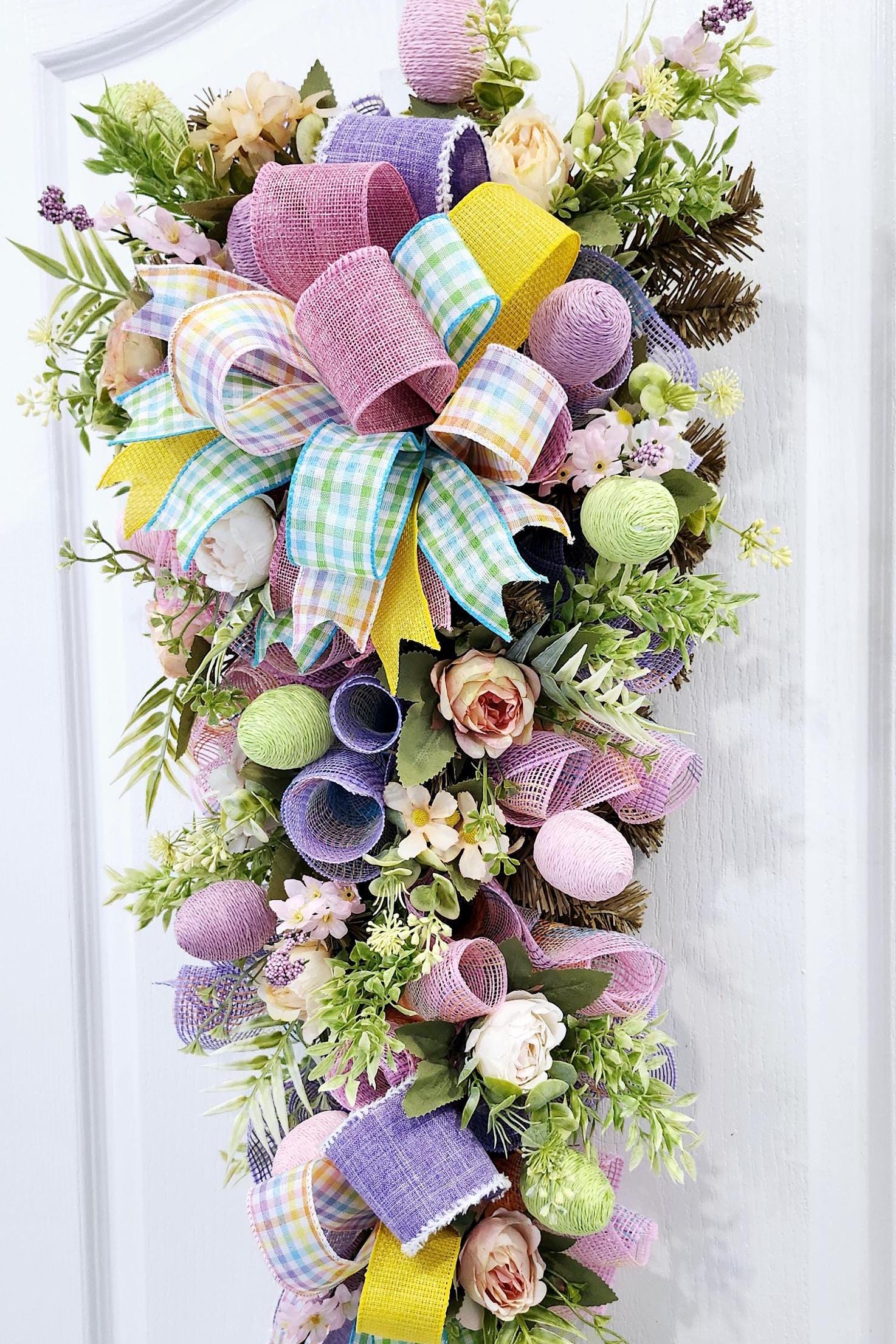 Floral Easter Swag, Tear Drop Door Wreath, Pastel Spring Decor - Etsy