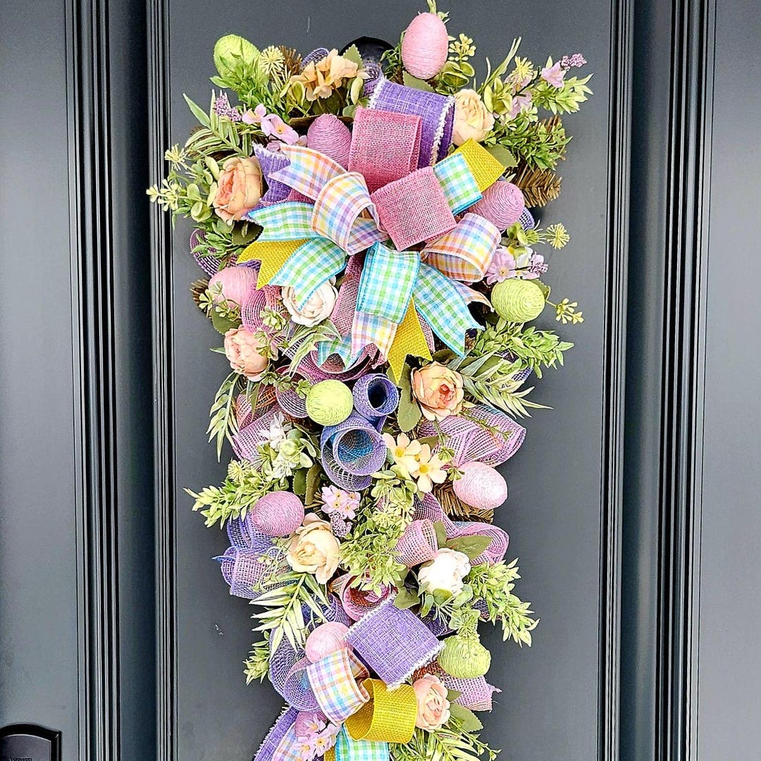 Floral Easter Swag, Tear Drop Door Wreath, Pastel Spring Decor - Etsy