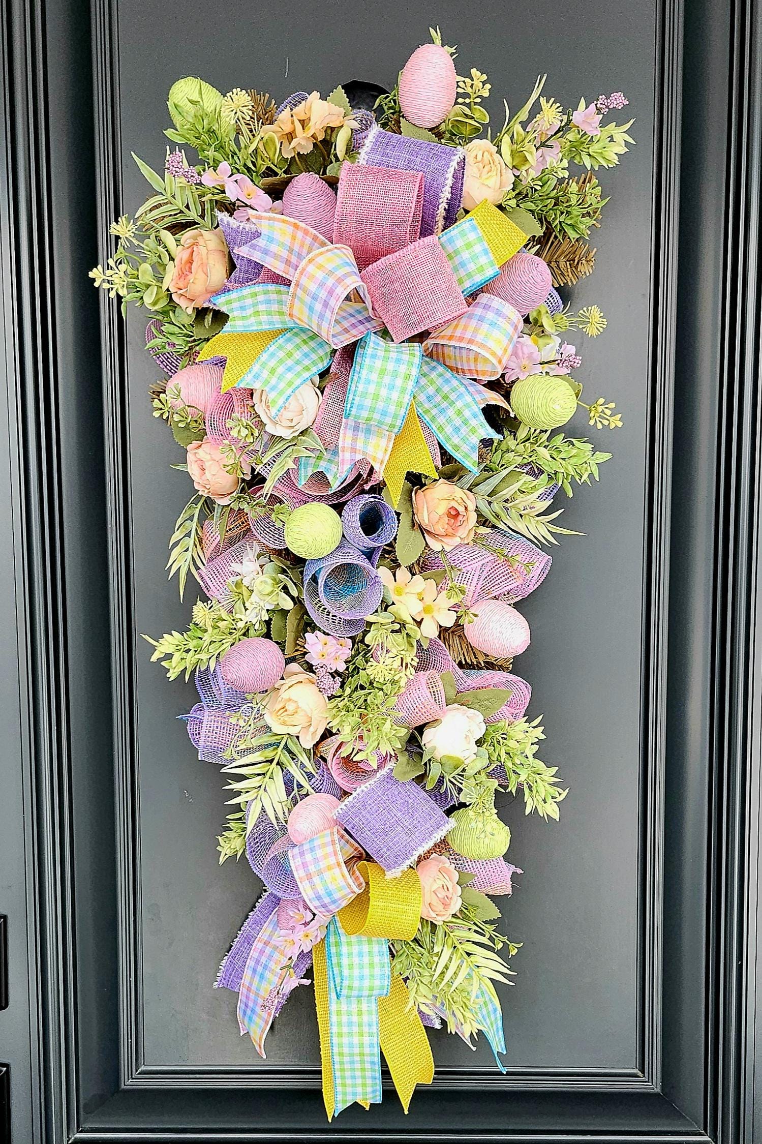 Floral Easter Swag, Tear Drop Door Wreath, Pastel Spring Decor - Etsy