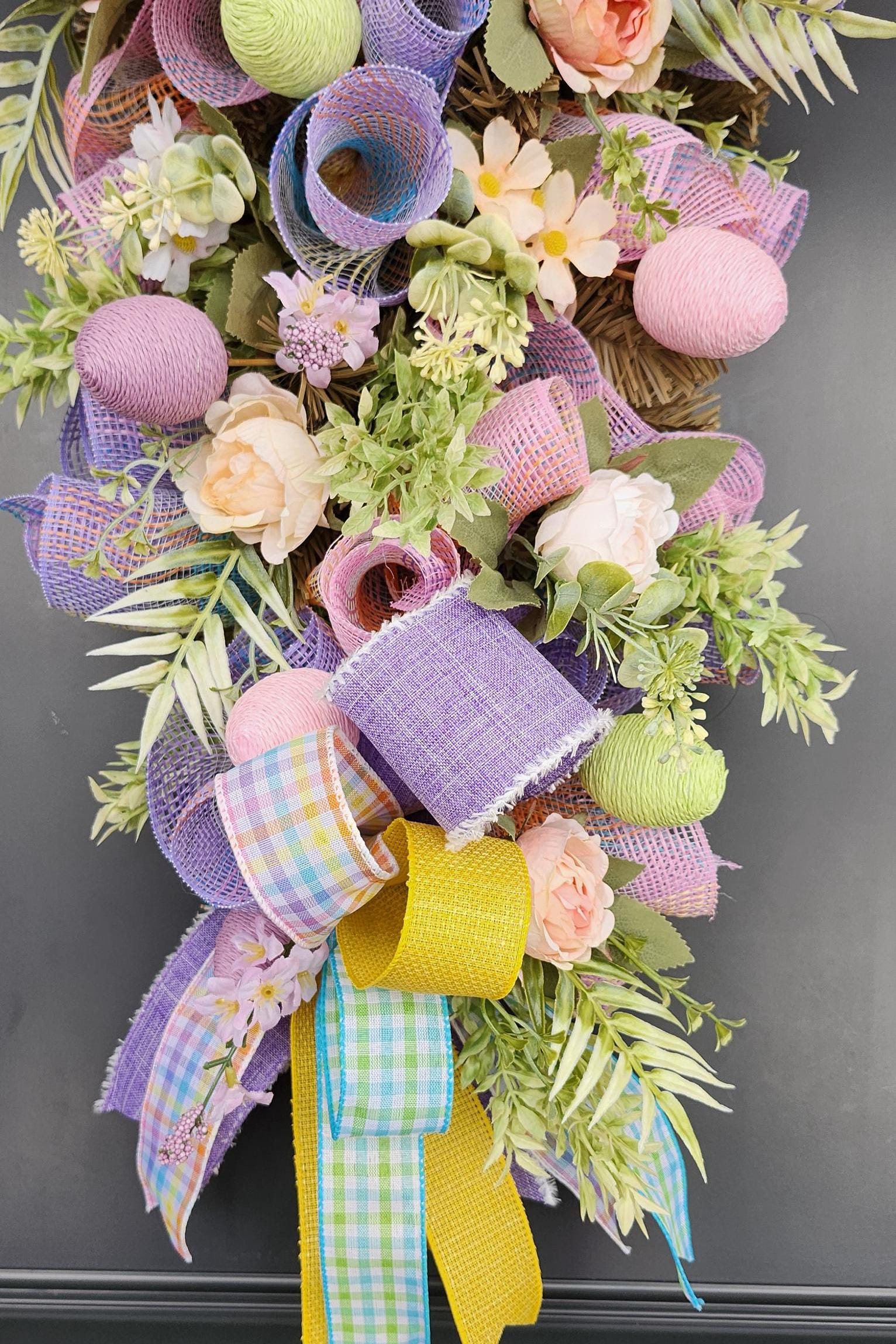 Floral Easter Swag, Tear Drop Door Wreath, Pastel Spring Decor - Etsy