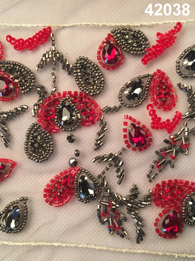 Hand Beaded Floral Design Embroidery- Embellished With Beads, Sequins ...