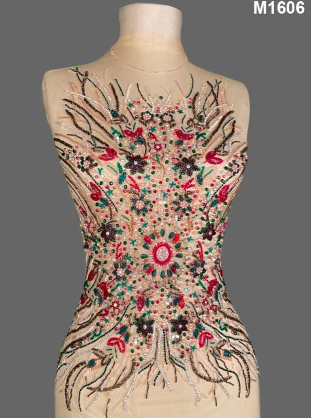 Exquisite Floral Design Bustier – Hand-beaded With Sequins, Rhinestones ...