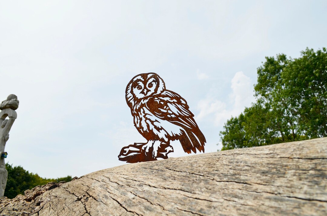 Rusty Metal Owl Sculpture - Garden Ornament - Fence Post - Owl Gift - Etsy