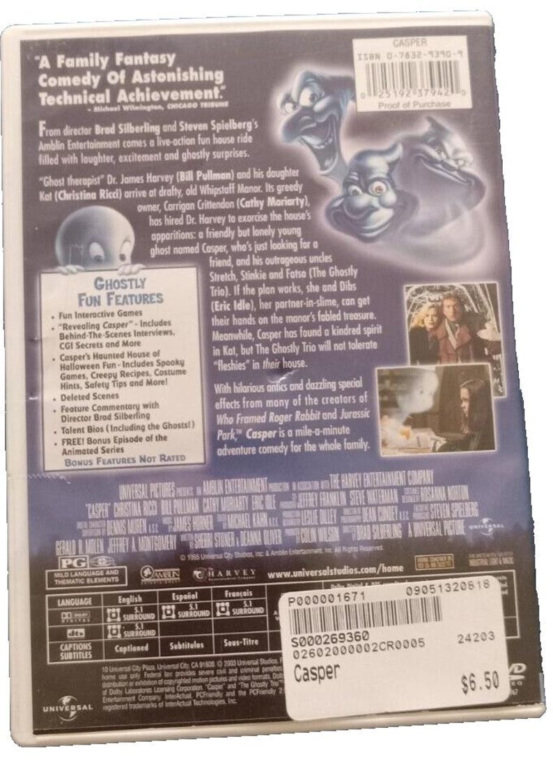 Casper (DVD, 1995) Vintage Family Movie - Etsy