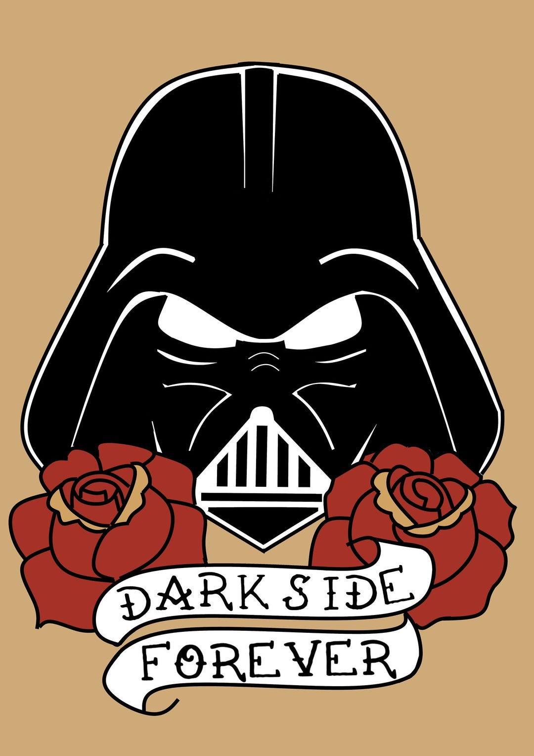 Darth Vader Old School Tattoo Mounted Print - Etsy