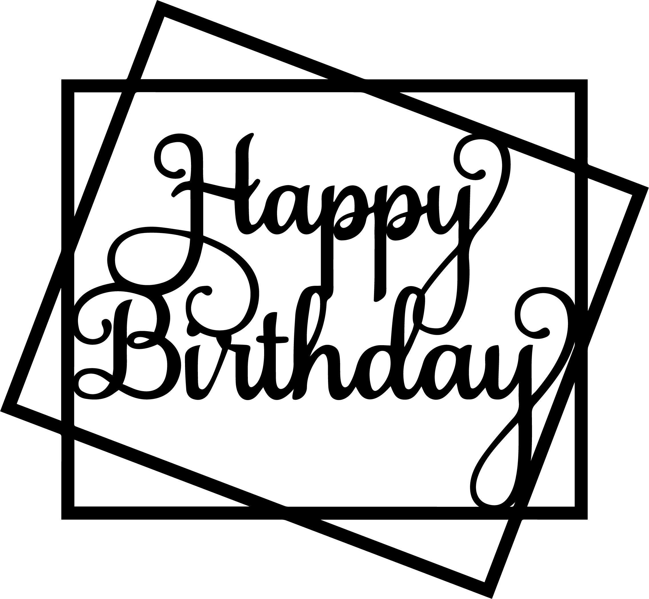 Happy Birthday Cake Topper With Frame SVG - Etsy
