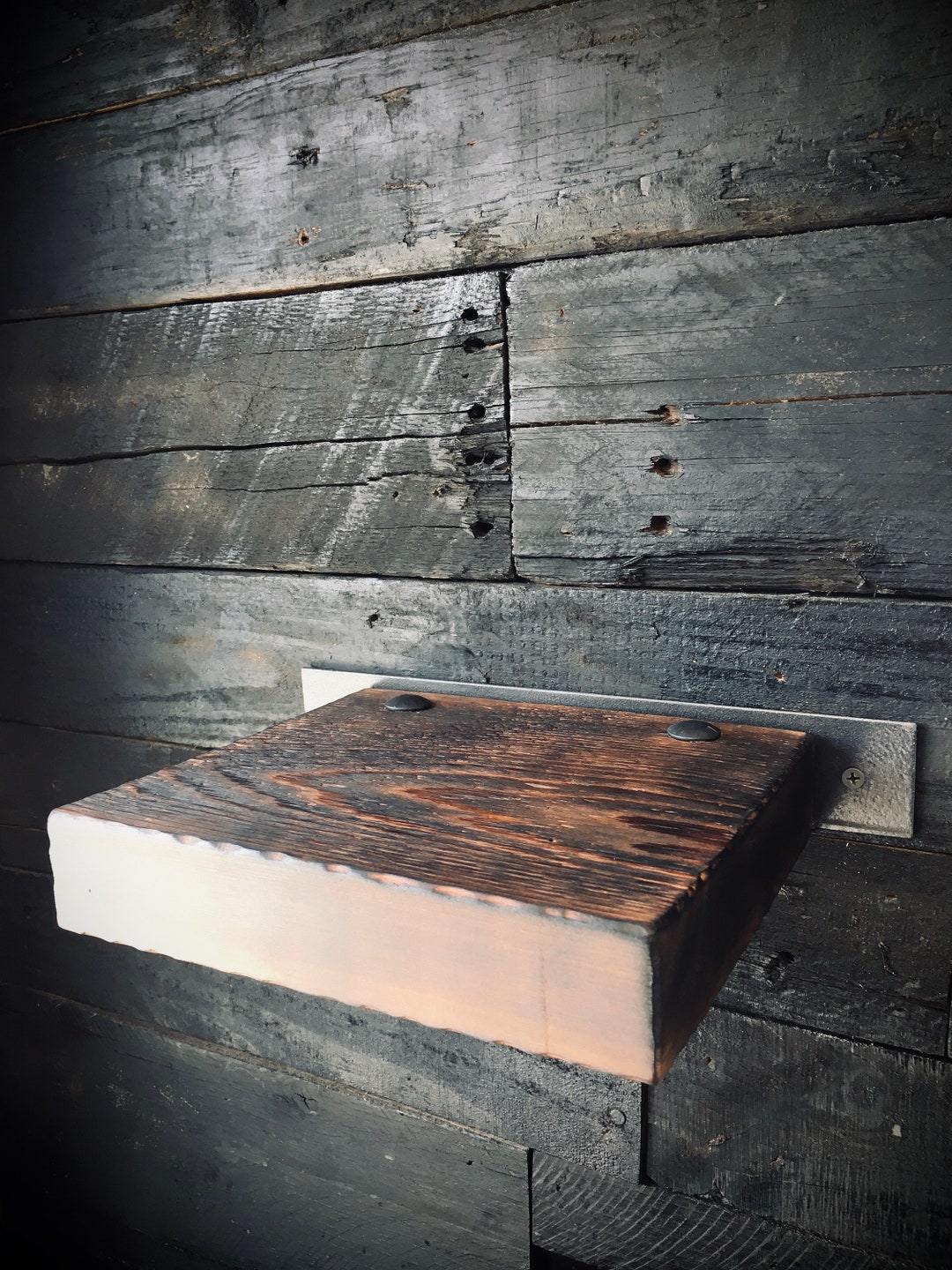 Small Square Shelf petite Etagere 8 Square Floating Shelf, Burnt or ...