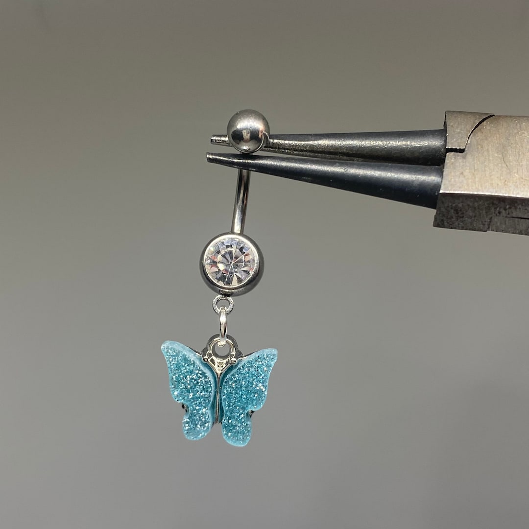 Blue Butterfly Belly Bar | Piercings, Jewellery, Gift Ideas - Etsy