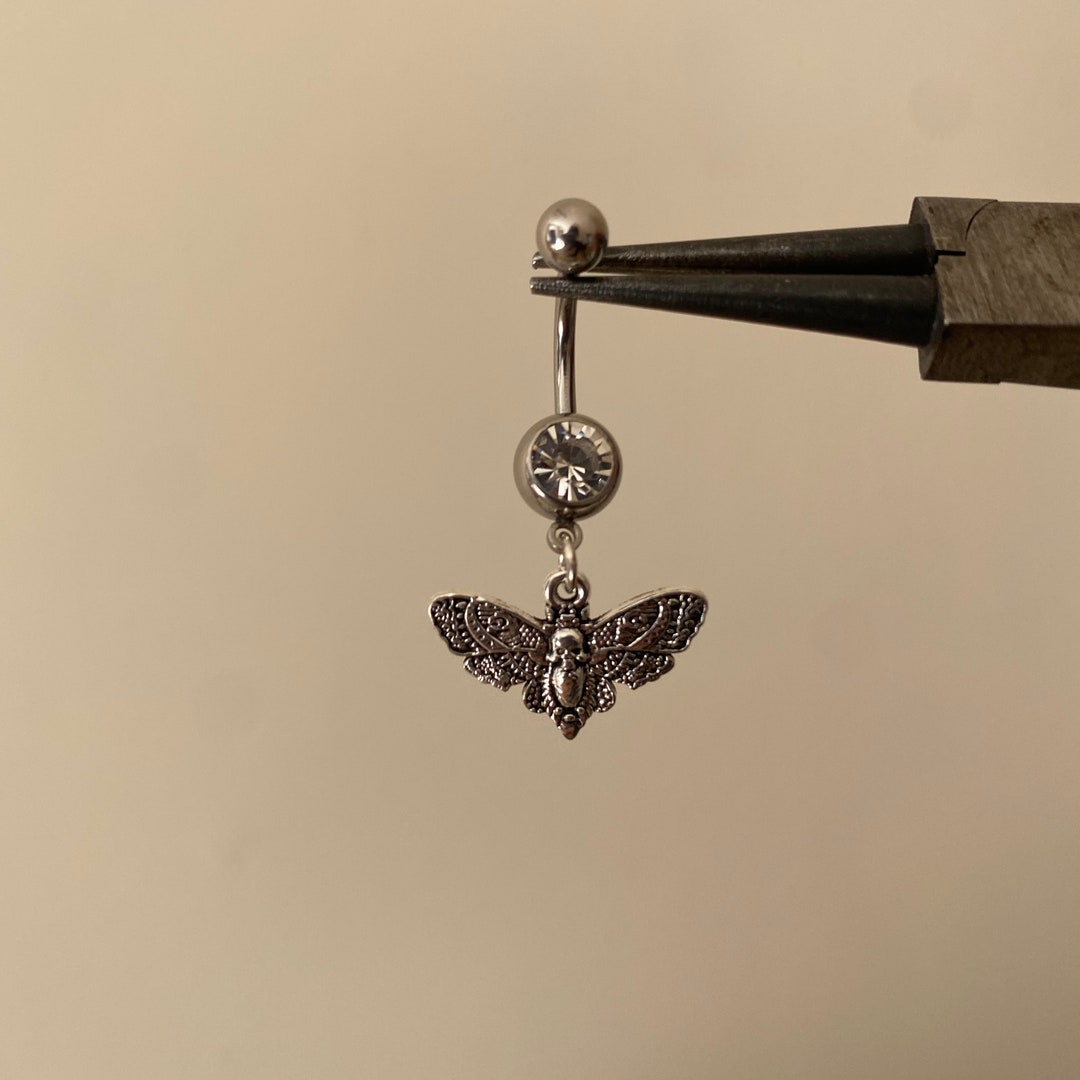 Death Moth Belly Bar, Gothic Belly Bar | Piercings, Jewellery, Gift ...