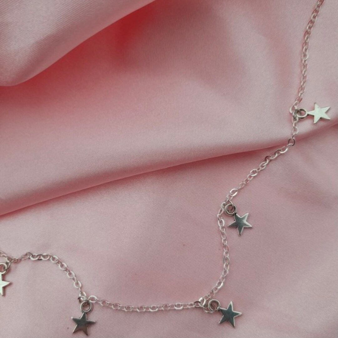 Silver Stars Chain Necklace Two Designs, 14-17 Inches Long, Super Cute ...