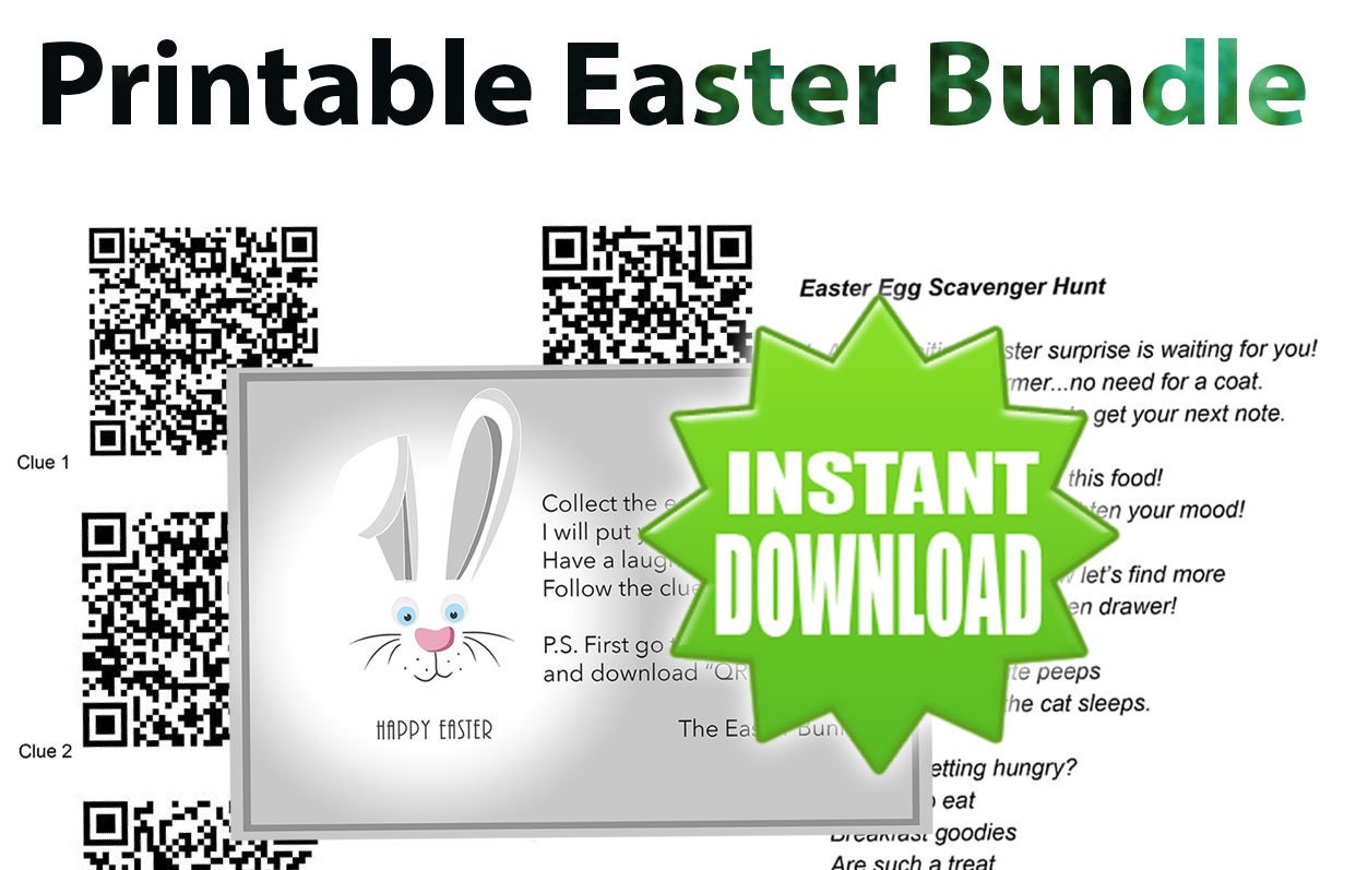 Easter Scavenger Hunt for Teens, QR Code Clues, Children Easter Game ...