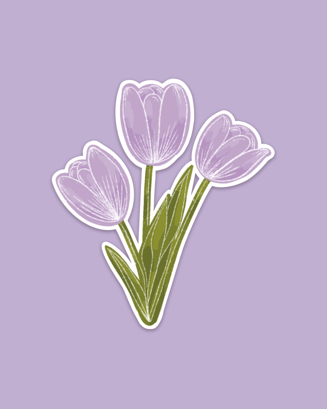 Floral Sticker waterproof sticker Purple tulips sticker | Etsy