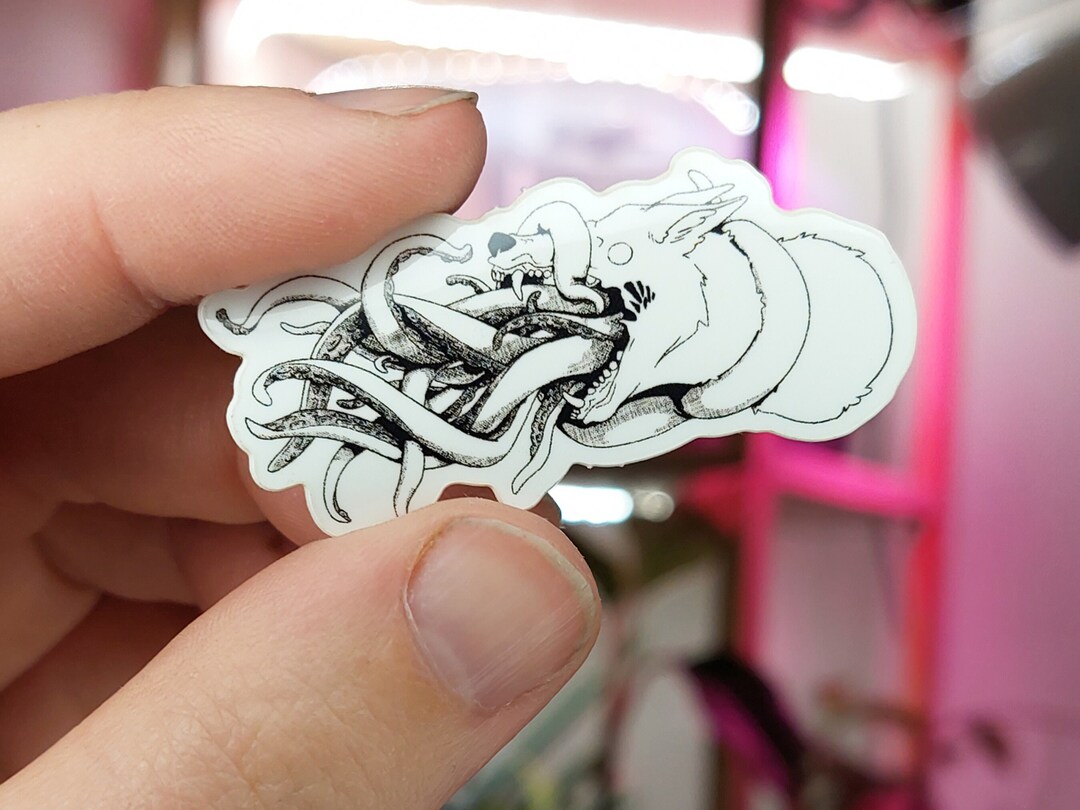 Wolf With Tentacles Out of Its Mouth, Creepy Vinyl Sticker, Great Gift for Lovecraftian Horror ...