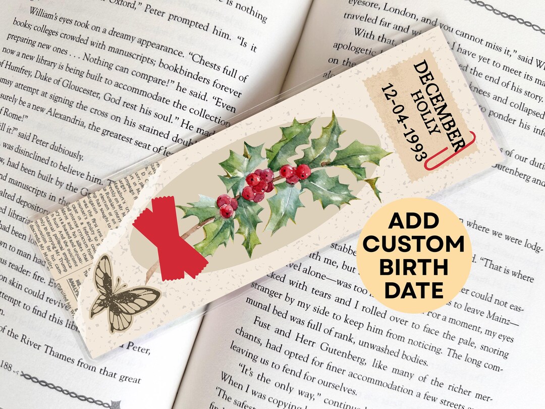 December Custom Date Birth Flower Bookmark for Readers, Personalized ...