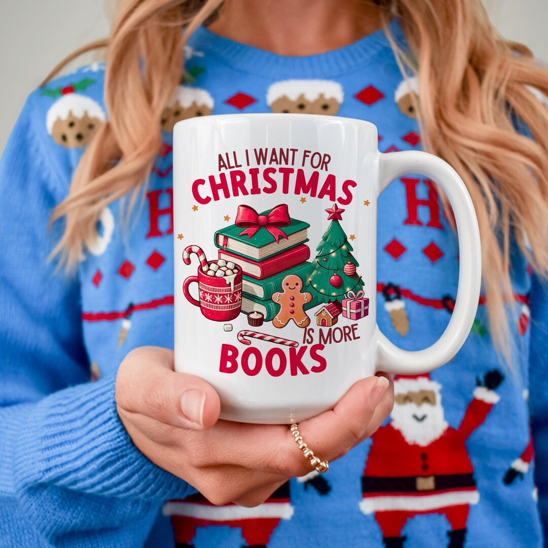 Christmas Book Coffee Mug, Cute Bookish Mug, Holiday Mug, Christmas ...