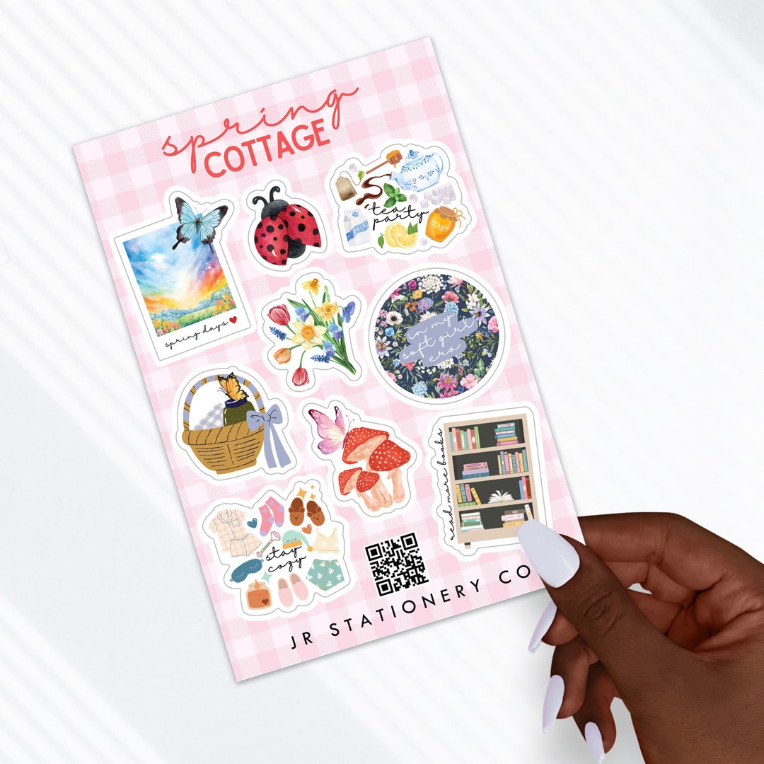 Spring Cottage Sticker Sheet, Cottagecore Sticker Sheet, Cute Planner ...