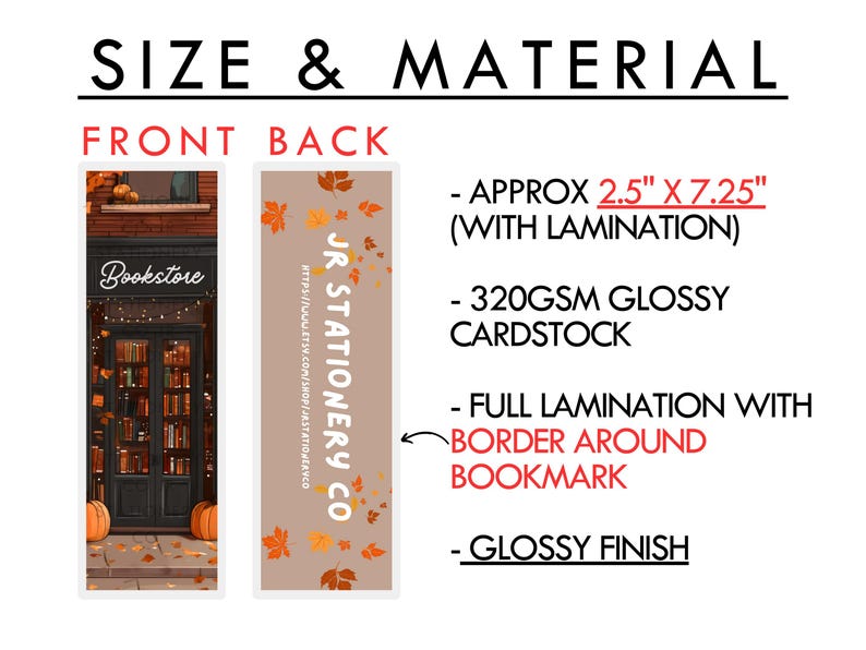 Fall Bookstore Laminated Bookmark, Cute Bookmarks for Fall and ...