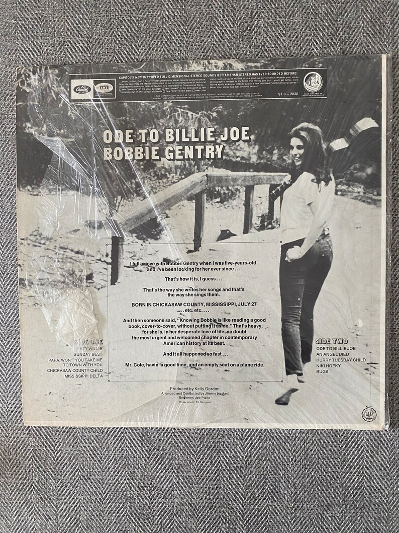 Bobbie Gentry - Ode to Billie Joe - 1967 Vinyl LP - Etsy
