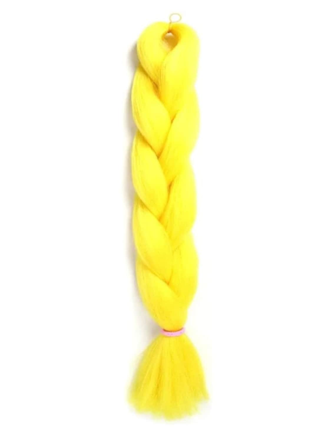Solid Yellow Hair Braid Extensions Kanekalon Synthetic Twist Dutch Box ...