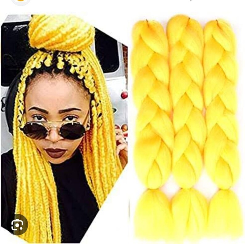 Solid Yellow Hair Braid Extensions Kanekalon Synthetic Twist Dutch Box ...