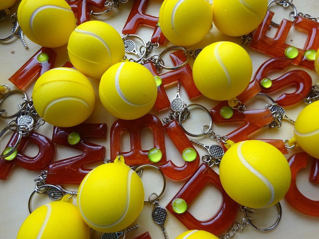 Tennis Epoxy Resin Initial Letter Keychain | Tennis Sports Bag Tag ...